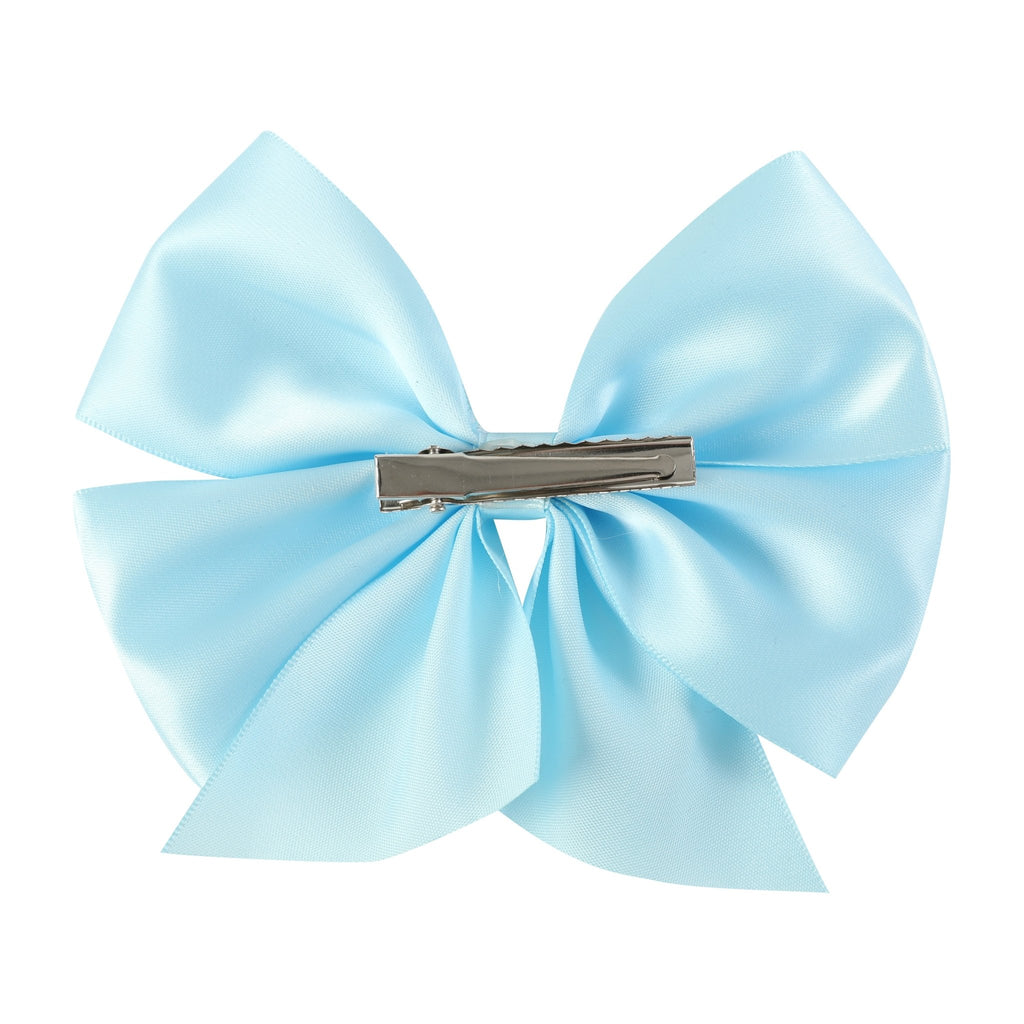 Coastal Blue Satin Bow Hair Clip - Lil Cactus