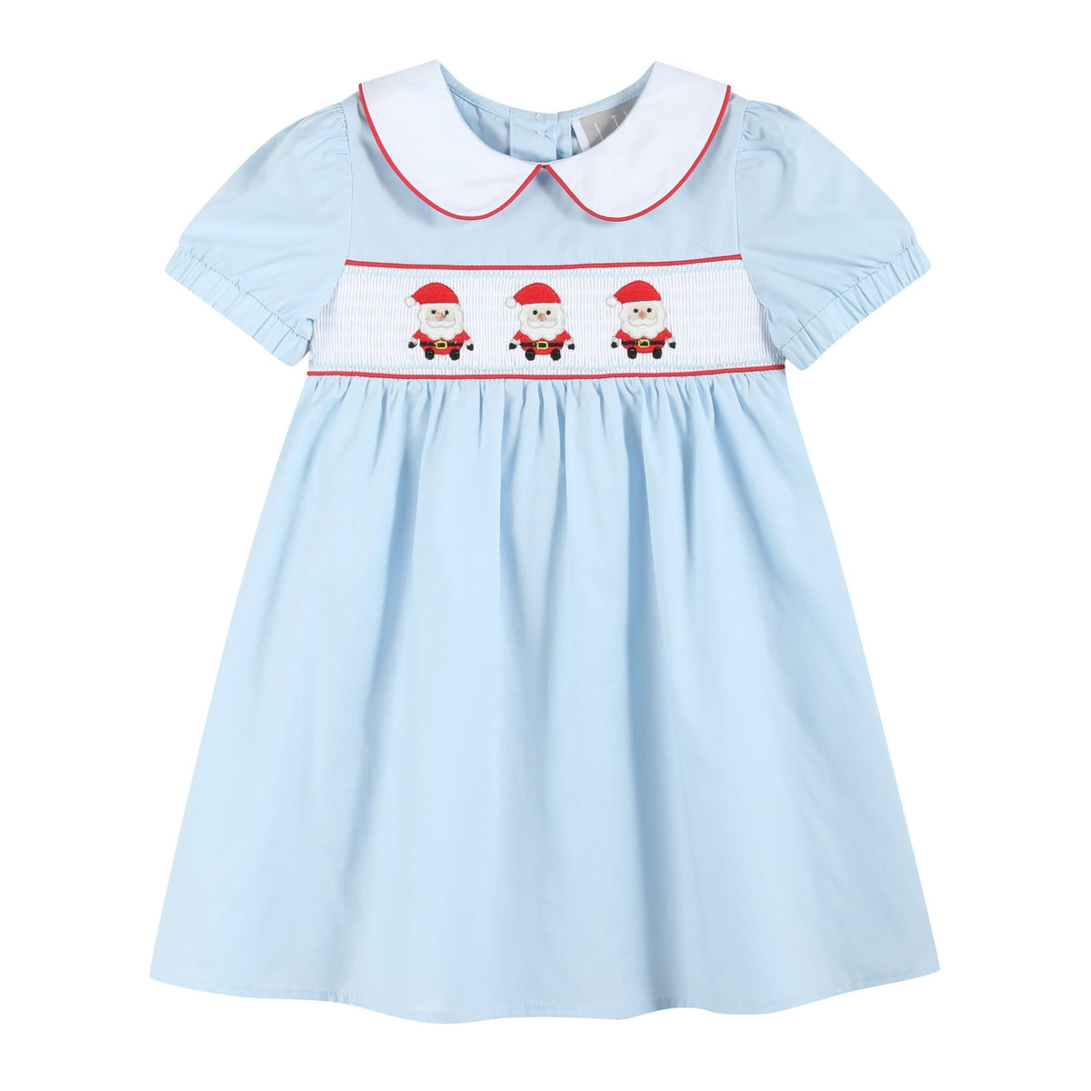 Light Blue Santa Smocked Dress – Lil Cactus