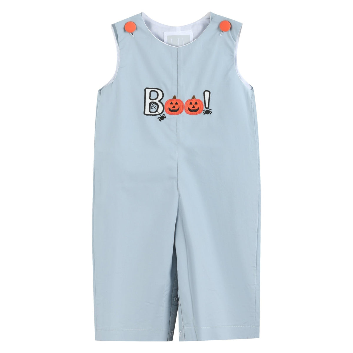 Light Gray 'Boo' Applique Overalls - Lil Cactus